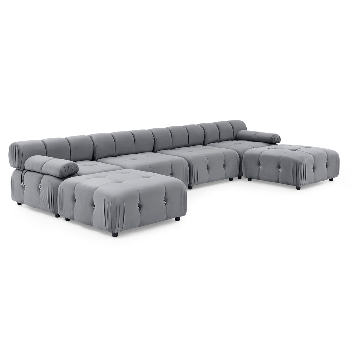 Foret 6 Seater Sofa Modular Ottoman Tufted Velvet Lounge Couch Chaise ...