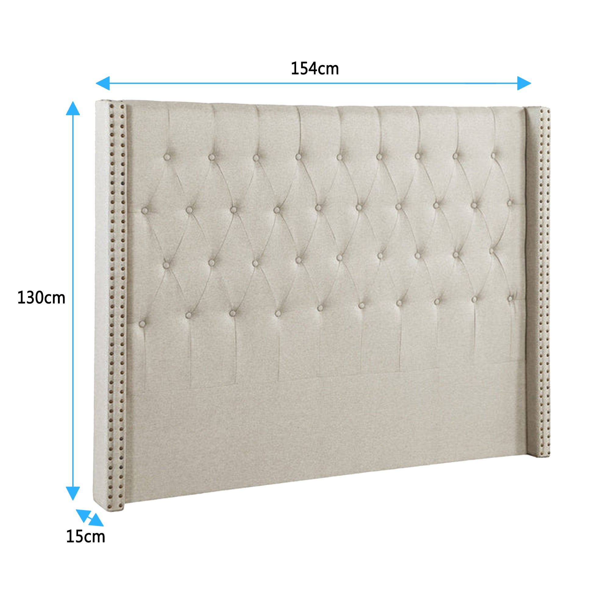 Foret Bed Head Double Size Headboard Bedhead Frame Base Stud Tufted Fa ...