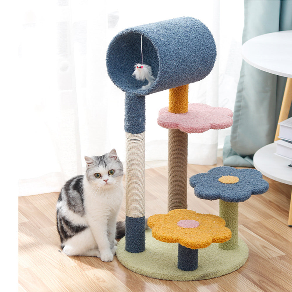 3 Tier Flower Pet Play House Cat Tree Feline Scratcher Scratchpost Scr ...